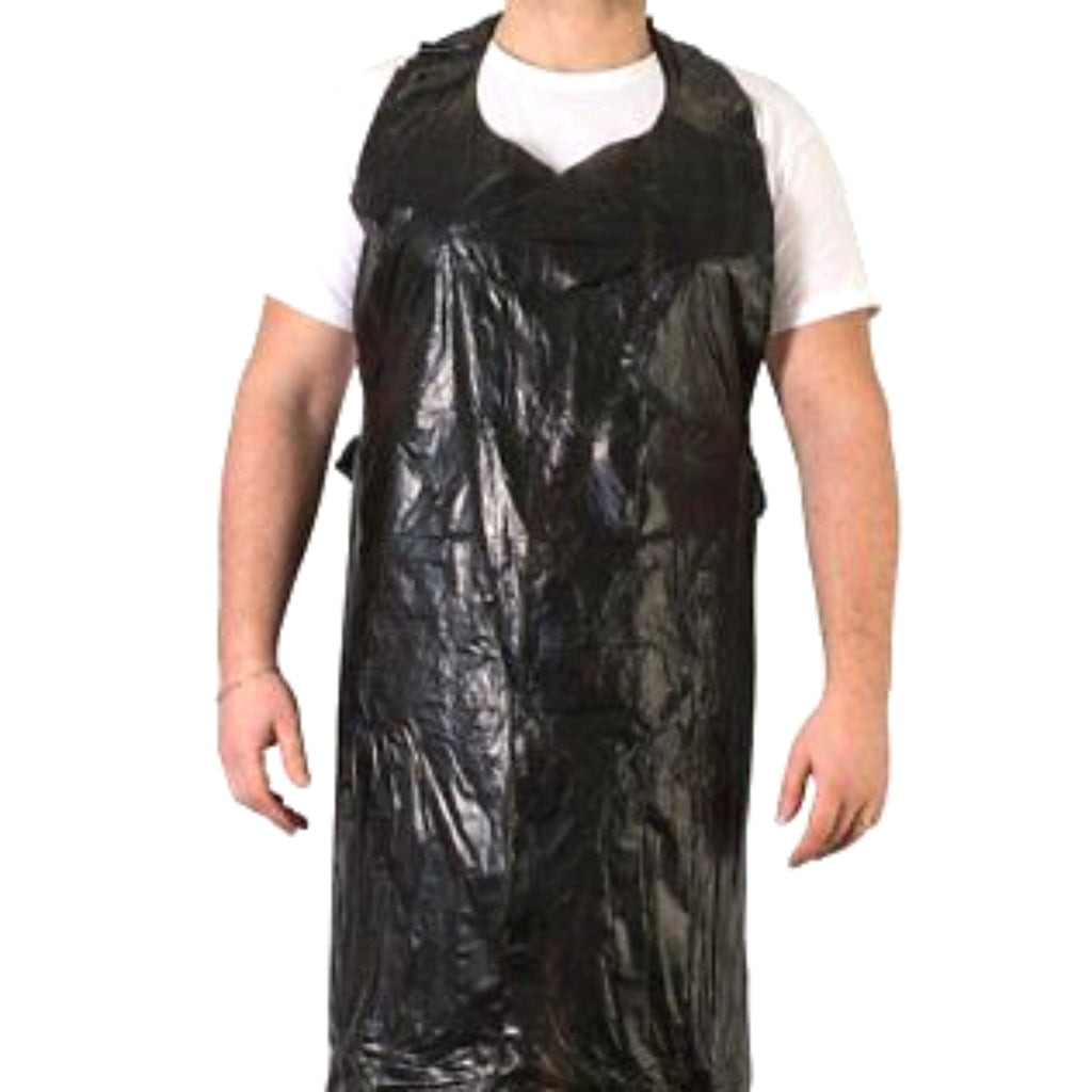 Disposable Black Poly Aprons - 28-inch x 45-inch | 100 pieces